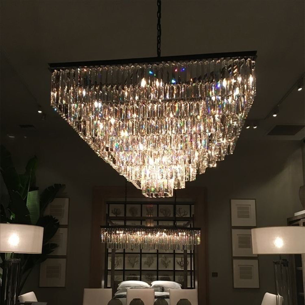 Extra Large Square Multi-layers Crystal Chandelier Modern Light Luxury ...