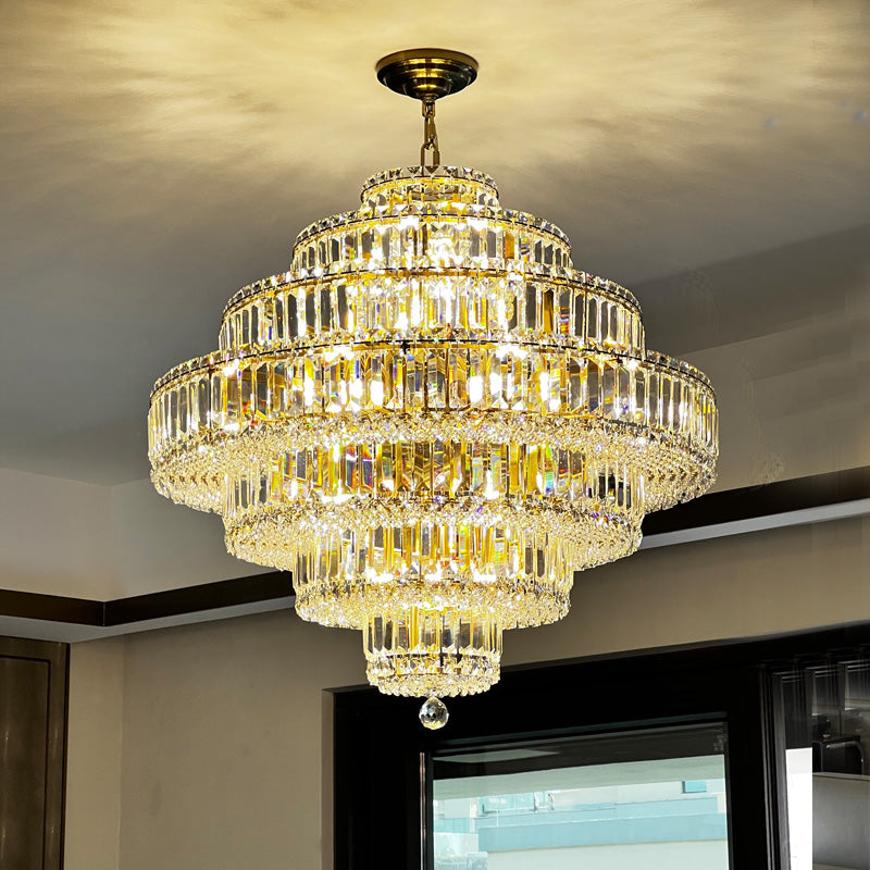 Light Luxury Post-modern Multilayer Chandelier Crystal Light Fixture f ...