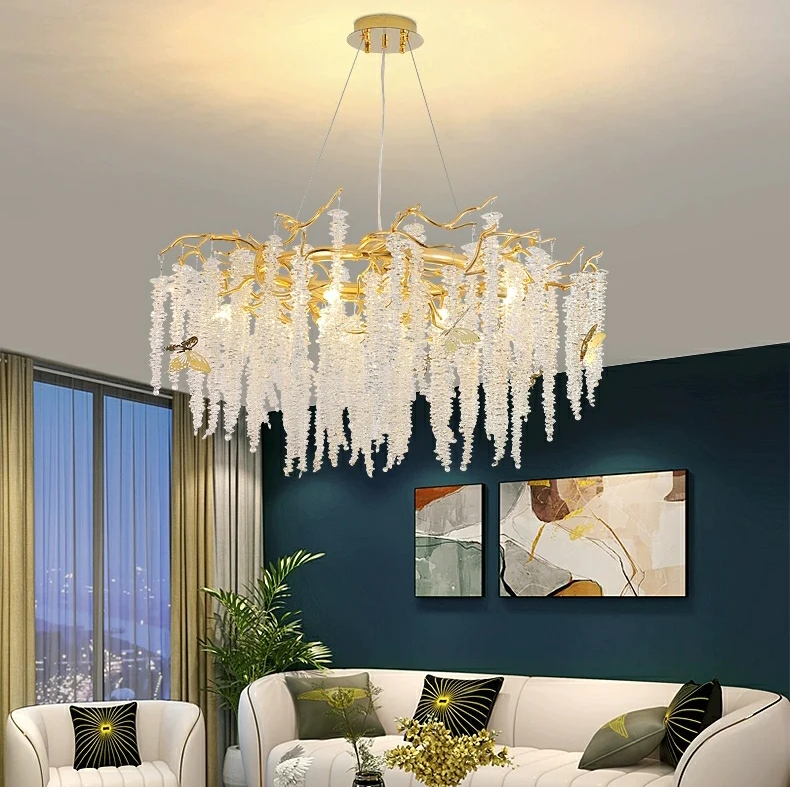 European Light Luxury Dining Table Crystal Chandelier Designer Modern ...