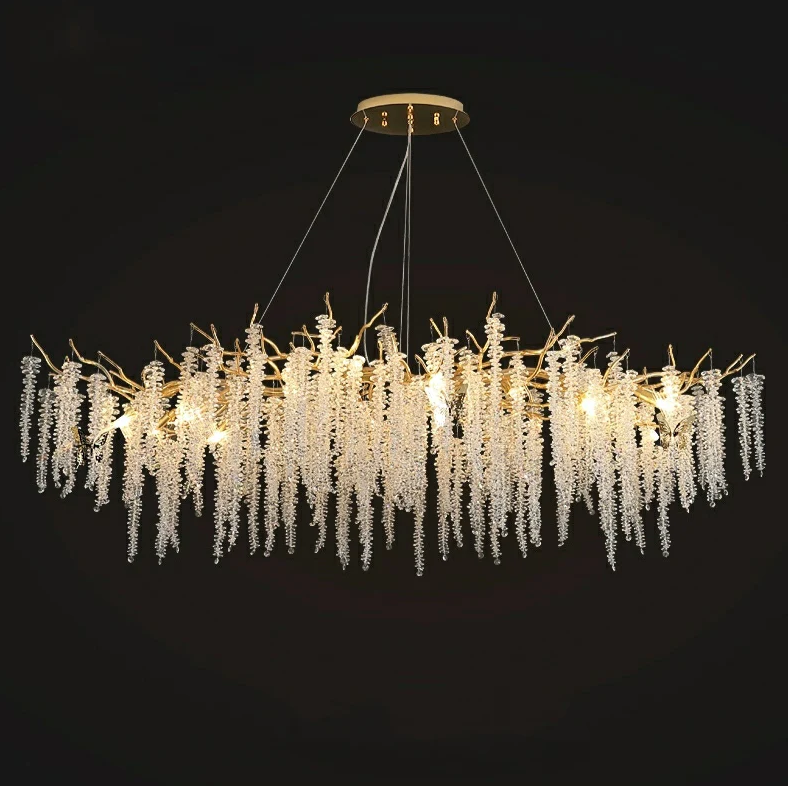 European Light Luxury Dining Table Crystal Chandelier Designer Modern ...